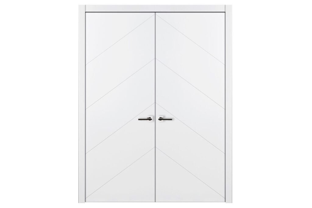 Nova Slant Soft White Laminated Traditional Interior Door - Doors & Windows