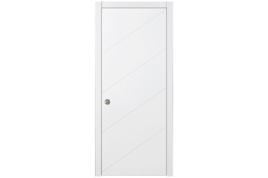 Nova Slant Soft White Laminated Traditional Interior Door - Doors & Windows