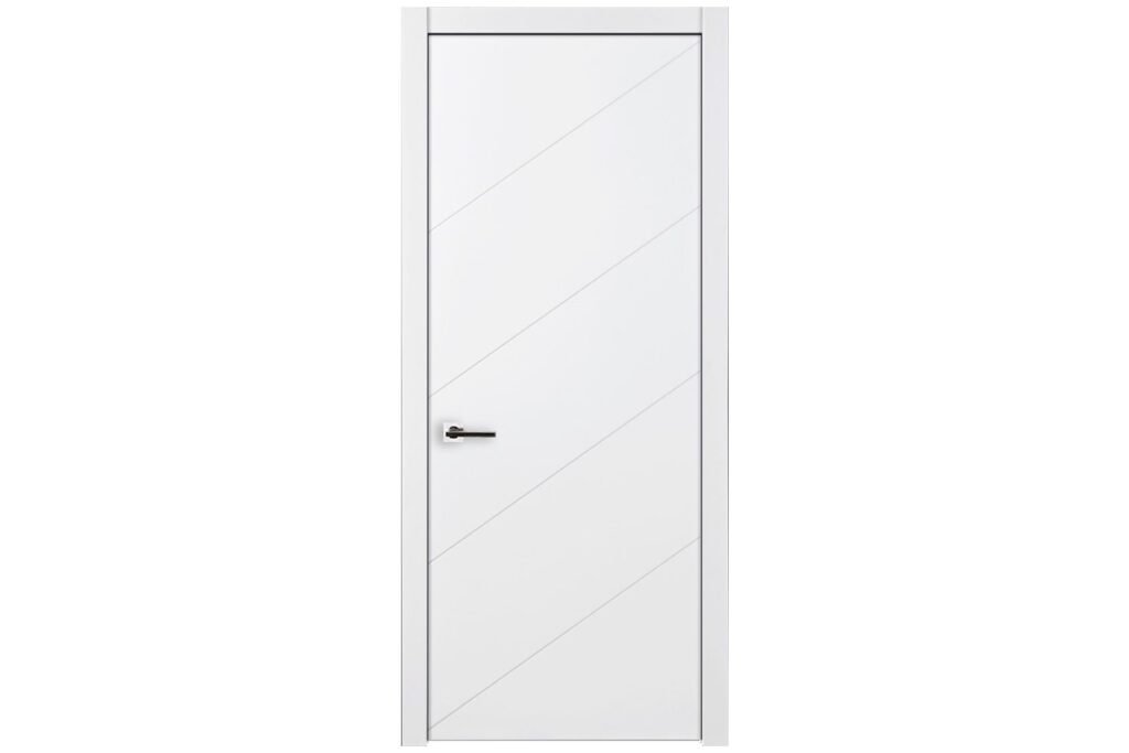Nova Slant Soft White Laminated Traditional Interior Door - Doors & Windows